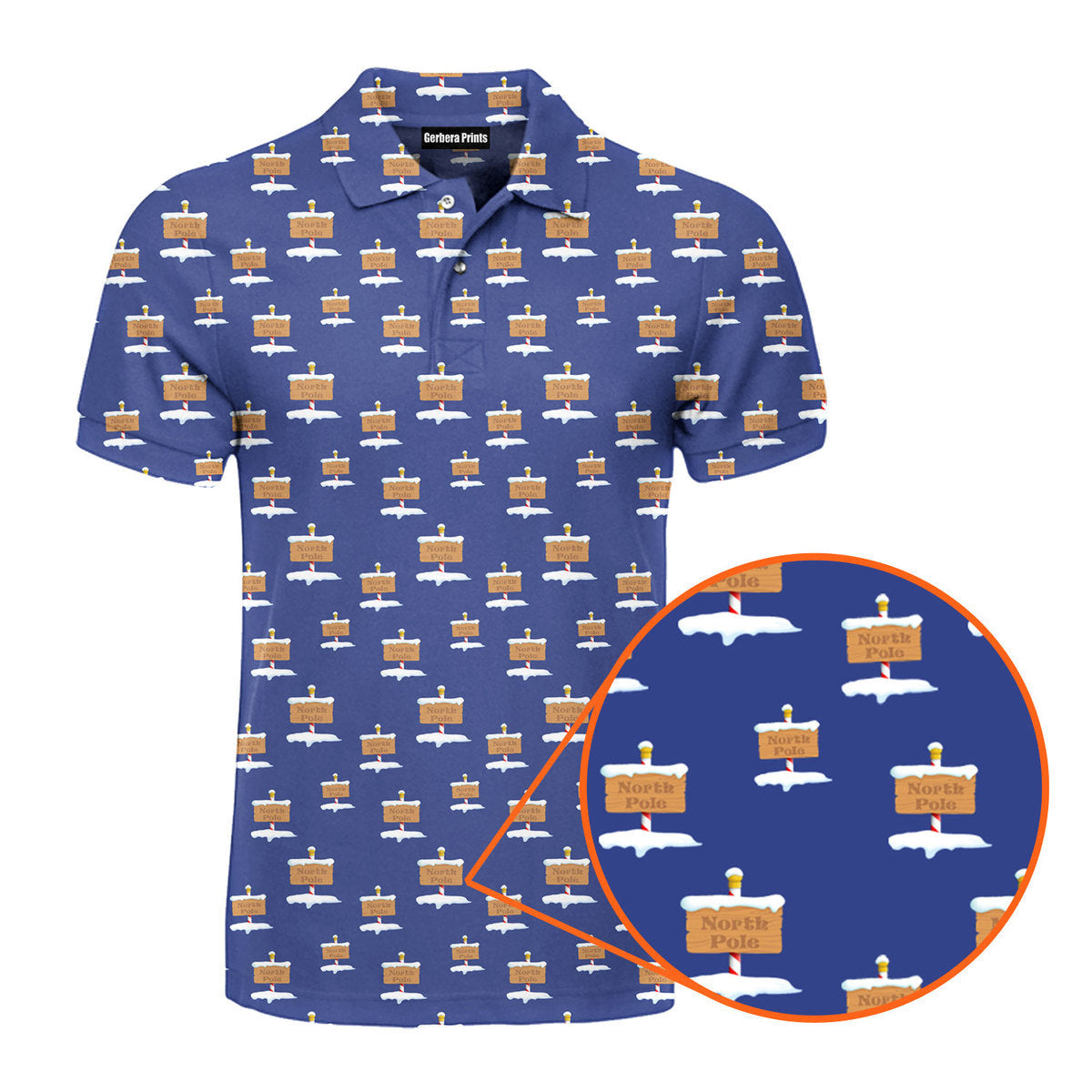 Blue North Pole Christmas - Golf Polo Shirt – Gerbera Prints