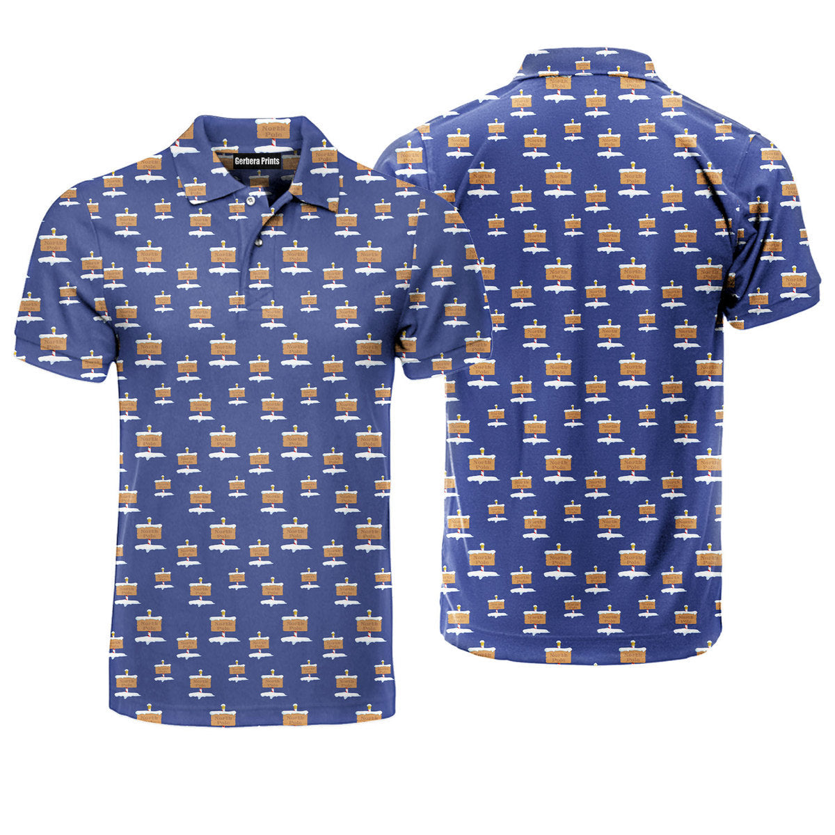 Blue North Pole Christmas - Golf Polo Shirt – Gerbera Prints