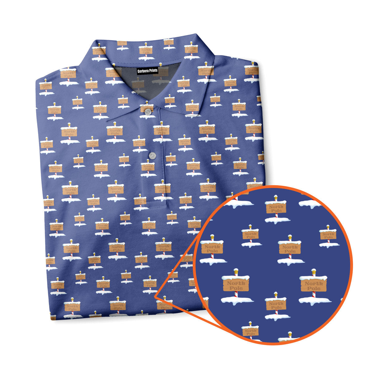 Blue North Pole Christmas - Golf Polo Shirt – Gerbera Prints