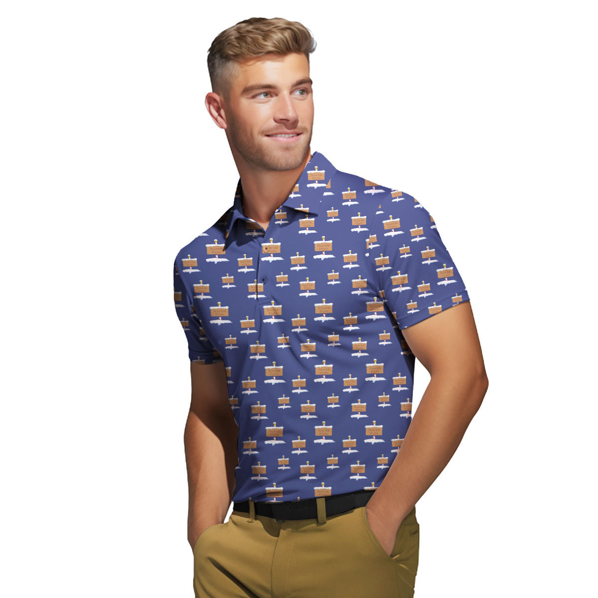 Blue North Pole Christmas - Golf Polo Shirt – Gerbera Prints